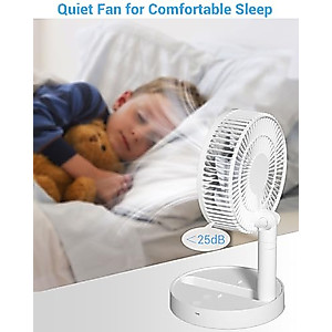 KASYDoFF Portable Desk Fan, 8-Inch USB Battery Operated Fan with 4 Speeds Strong Airflow, Foldable Personal Fan for Bedroom, Small Travel Fan for Outdoor