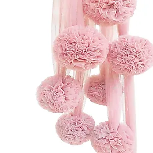 difcuyg5Ozw Lightweight Home Bed Netting Hanging Chiffon Balls Decoration, Lovely Mosquito Net Ornament Accessories - Pink