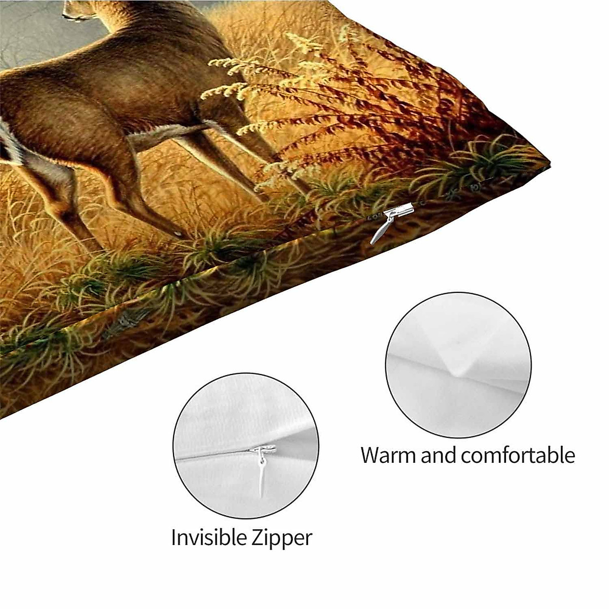 Mugod Throw Pillow Case Deer and Old Log House Tractor,Waist Lumbar Cushion Cover Sofa Home Decorative Rectangle Oblong 20x30 Inches