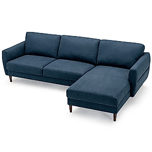 Giantex Sectional Sofa Couch Set, 3-Seat Sofa with Chaise Lounge, Modern L-Shaped Sofa Set for Living Room Apartment Office, Easy Assembly (Navy Blue)
