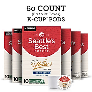 Seattle's Best Coffee House Blend Medium Roast Single Cup Coffee for Keurig Brewers, 10 Count (Pack of 6)