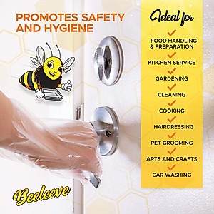 Beeleeve [500-Box Disposable Plastic Poly Gloves - One Size Fits Most - Color Variants - Single-Use Hand Covers for Food Safe Handling, Preparation, Kitchen, Cooking, Waterproof, Bulk (b - Blue)