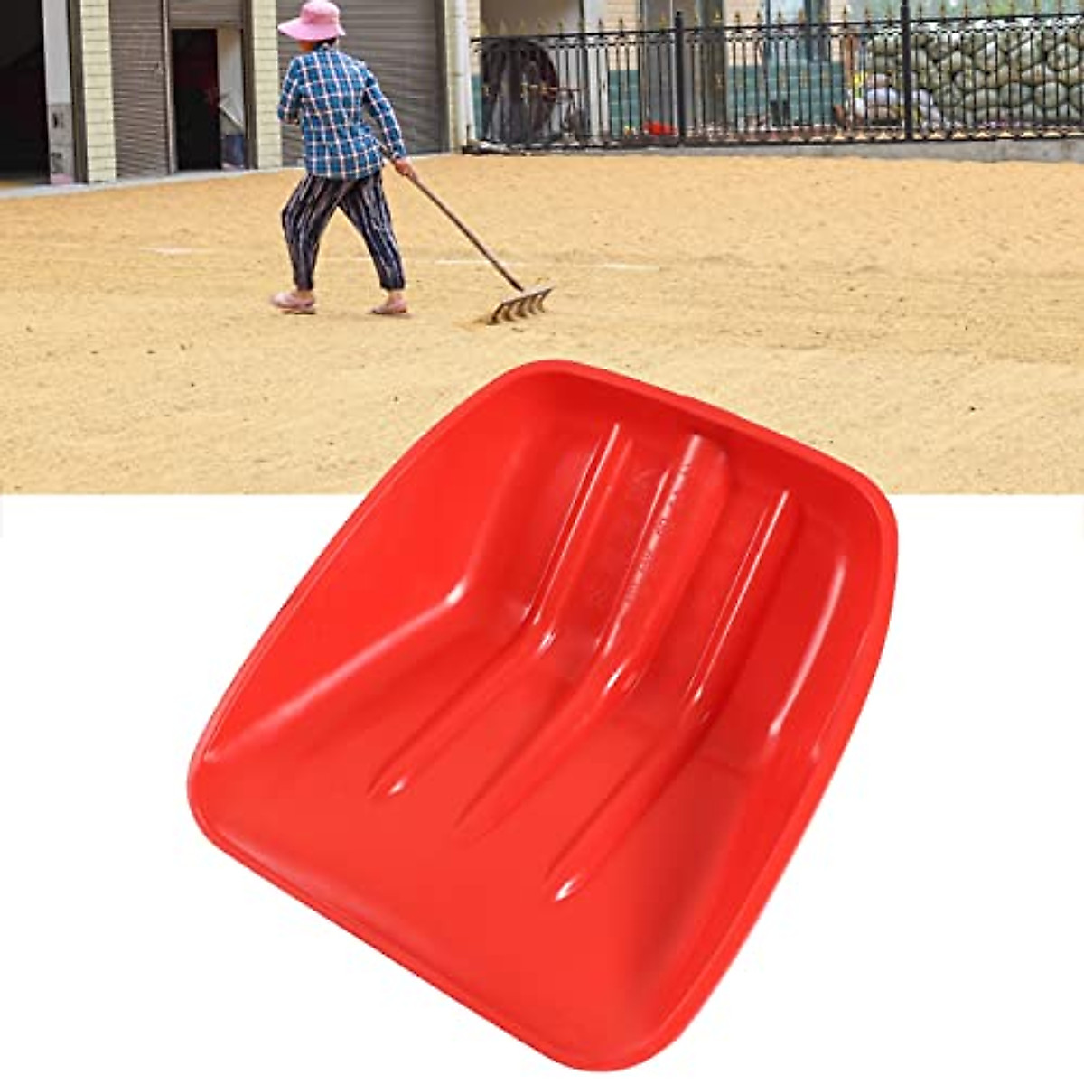 Plastic Garden Shovel, Red Easy To Install Snow Shovel for Rubbish for Fallen Leaves(41 X 37cm / 16.1 X 14.6in)