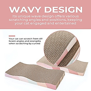 SIDAZON Cat Scratching Board cat Scratcher Cat Scratch Pad Cardboard cat scratchers for Indoor Cats Reversible Large Wide Corrugated with Catnip(2pcs)