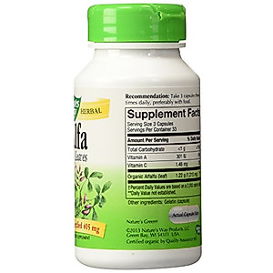 Nature's Way Alfalfa Leaves, 1,215 mg, 100 Vegetarian Capsules, Pack of 2