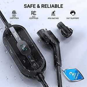 Tera Electric Vehicle Charger for J1772: Tesla EV Level 1 & 2 Portable 32A 8A 110V 240V Wall Connector Dual Use ETL NEMA 14-50 & 5-15 Wi-Fi Enabled 25FT Cable with Holder P01