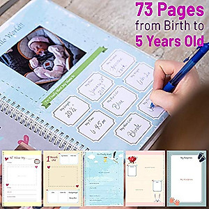 Little Growers Baby Memory Book WITH Keepsake Box, Baby Milestone Stickers AND Baby Footprint Kit - First 5 Years New Baby Scrapbook AND Photo Album, 5 Baby Shower Gifts in 1, for Newborn Boy or Girl