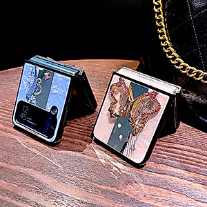 for Samsung Galaxy Z Flip 3/Z Flip 4 Case for Women Girls with Ring Stand,Luxury Bling Diamond Glitter Cute Butterfly Design,Soft TPU Bumper Shockproof Girly Phone Case for Samsung Z Flip 3/Z Flip 4
