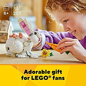 LEGO Creator 3 in 1 White Rabbit Animal Toy Building Set, STEM Toy for Kids 8+, Transforms from Bunny to Seal to Parrot Figures, Creative Play Building Toy for Boys and Girls, 31133