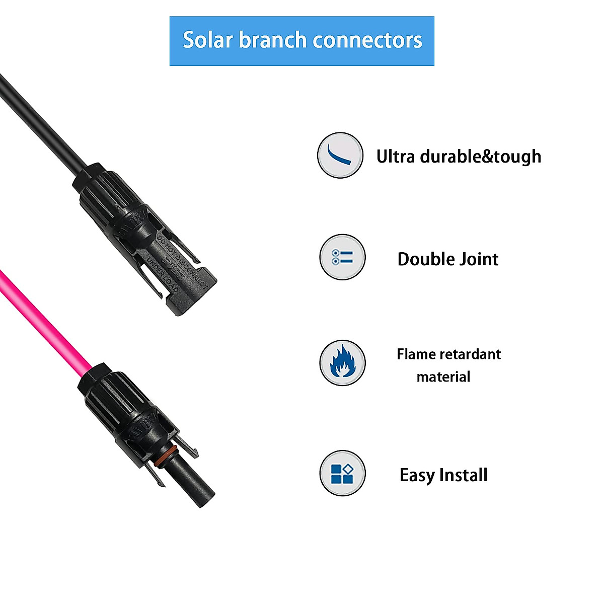 Solar Connectors Y Branch Parallel Adapte Solar Cable Wire Plug Tool Kit forSolar Panel Parallel Connectors with Reverse Current Protection Charge for Power Power Stations Outdoor Generators