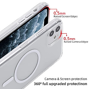 Yriklso for iPhone 11 Magnetic Case, Built in Magnets Compatible with MagSafe, Clear Hard PC Back Cover + Soft TPU Frame Slim Bumper Case for iPhone 11 （6.1"）,Clear
