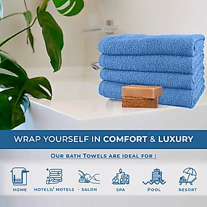 DAN RIVER 100% Cotton Economy Bath Towels Set Pack of 6| Super Absorbent Quick Drying Hotel Quality Towels for Home, Gym, Spa & Daily Use | Medium Blue, 22”x44”, 400 GSM
