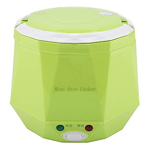 Electric Rice Cooker，Portable Electric Car Truck Food Steamer，Mini Travel Rice Cooker， 12V 100W 1.3 L Portable Meal Heater Food Warmer(Green)