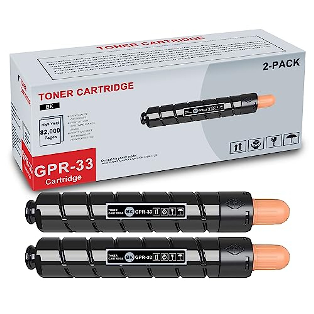 2-Pack GPR33 2792B003AA Black Toner Cartridge High Yield Compatible GPR33 Replacement for Canon ImageRunner Advance C7055 C7065 C7260 C7270 Printer