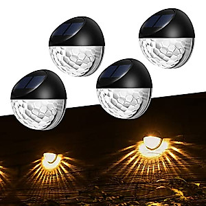 J JINPEI Solar Outdoor Lights,IP65 Waterproof LED Lighting Garden Decorative Lights for Post Yard, Path, Patio, Fence (4 Pack)