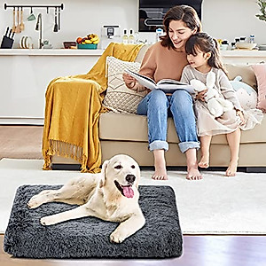 Dog Bed,Crate Pet Bed Kennel Pad,Soft Plush,Comfortable Dog Bed,Washable,Suitable for Medium & Large Dogs(Dark Grey)