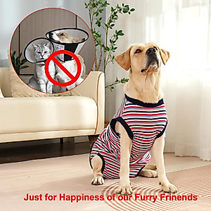 Dog Recovery Suit After Surgery,Dog Surgery Onesie Cone E-Collar Alternatives for Small Large Medium Cats Dogs,Spay Neuter Body Suit Pajamas for Male Female Dogs (Black Red Stripe, X-Large)