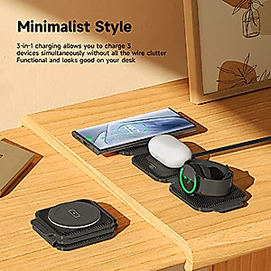 Wireless Charger For Samsung Multi Devices, Foldable 3 in 1 Fast Travel Charging Pad/Station/Dock Compatible for Samsung Galaxy Z Fold4/Flip4/S23Ultra/S22/S21/S20/Note 20 Galaxy Watch5/4/3 Galaxy Buds