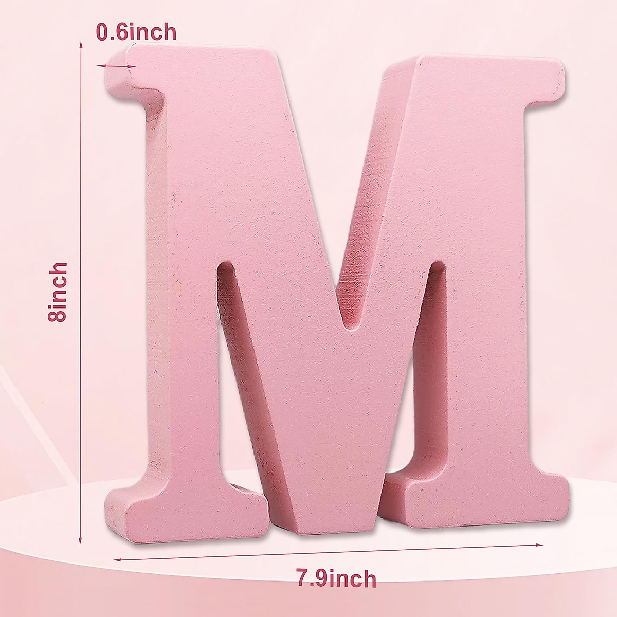 AOCEAN 8 Inch Pink Wood Letters Unfinished Wood Letters for Wall Decor Decorative Standing Letters Slices Sign Board Decoration for Craft Home Party Projects (M)