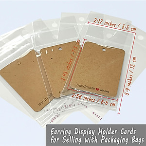MAIBAOTA Earring Cards, 100 Pcs Earring Display Holder Cards for Selling with Packaging Bags, Jewelry Cards for Earring, Necklace(Brown)