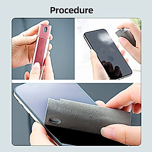 2 PCS Phone Screen Cleaner Eye Glasses Lens Cleaner Touchscreen Mist Cleaner, for All Phones, Laptop and Tablet Screens,Two in One Spray and Microfiber Cloth（No Liquid）