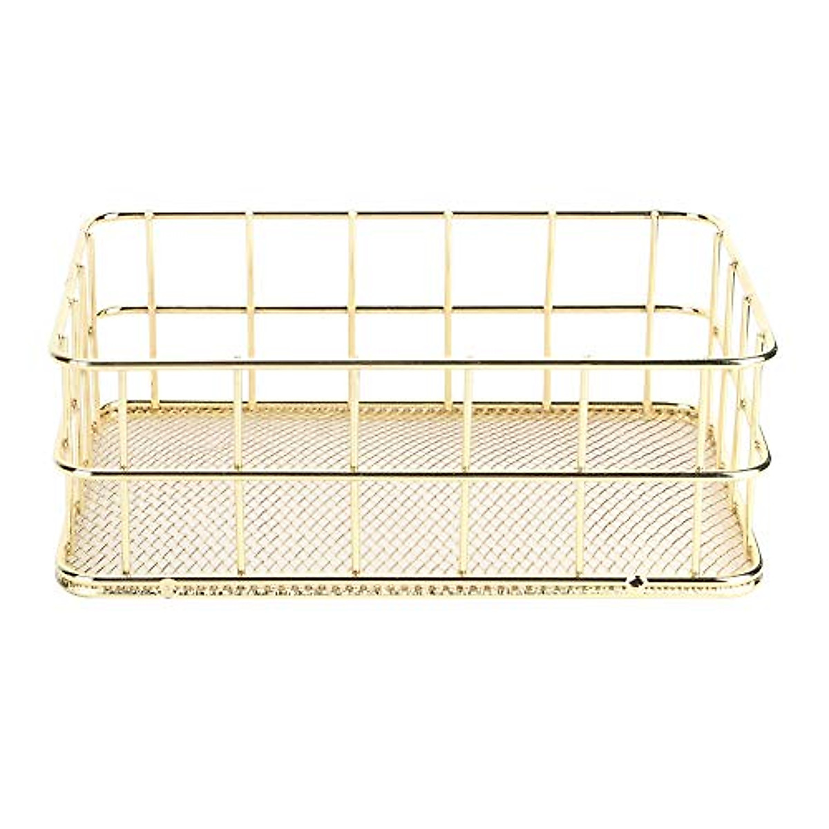 plplaaobo Storage Basket, Golden Iron Storage Basket Multifunctional Wire Mesh Desktop Storage Organizer for Home(Small)