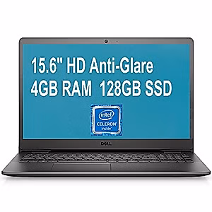 Dell Inspiron 15 3000 3502 Business Laptop Computer 15.6" HD Anti-Glare Display Intel Celeron N4020 4GB RAM 128GB SSD Intel UHD Graphics 600 Win10 Pro Black