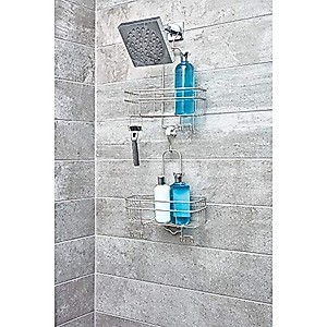 iDesign InterDesign Hanging Organizer with Swivel Hook and Storage Basket for Bathroom Matte Satin Euro Shower Caddy