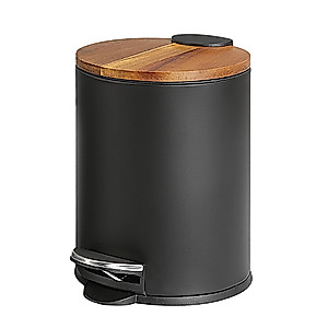 SunnyPoint Extra Small Trash Can (3 Liter /0.8Gallon) with Plastic Inner Bucket; Bathroom, Office,Kitchen and Bedroom Step On and Slow Close (BLK); Inner Bucket Size: 6.1" D X 7.2" H