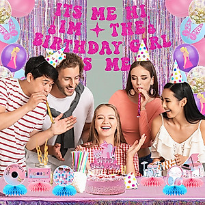Holkcog Pink Its Me Hi Im The Birthday Girl Its Me Banner Music Star Party Decorations Singer Banner Fan Birthday Party Decoration Singer Cake Topper Pink Blue Balloons Honeycomb Centerpieces（31pcs）