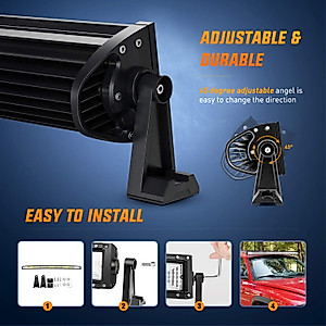 Nilight - 18015C-A LED Light Bar, 52Inch, 783W, 78000LM, Curved Triple Row Flood Spot Combo Beam Off Road Driving Lights for Boat, Trucks, 2 Years Warranty