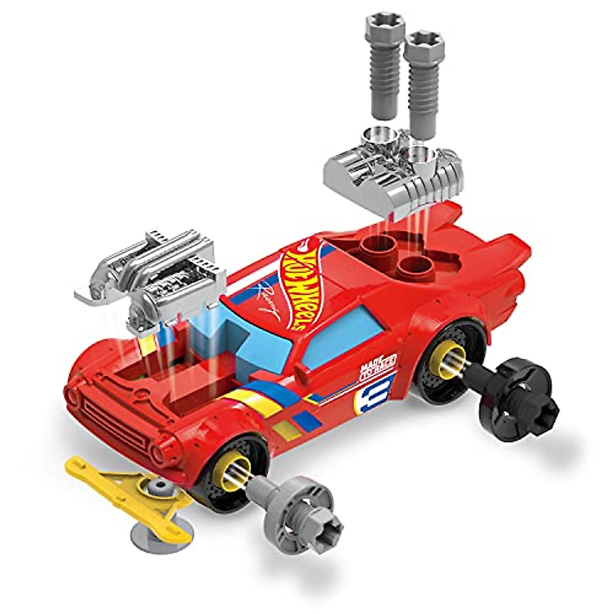Hot Wheels Ready-to-Race Car Builder Set, Night Shifter Vehicle, 29 Pieces Toy Car Construction Set, Mechanic Role-Play, Kids Toys for Ages 3 Up by Just Play