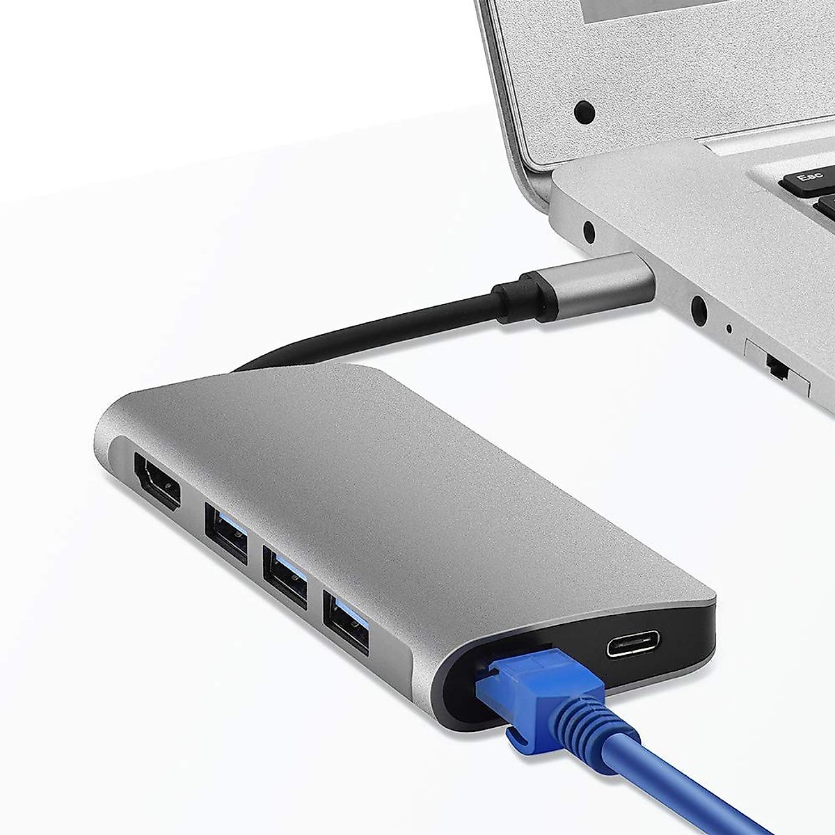 XUNMAIFHB Portable Docking Station,Type-C 8-in-1 Docking Station usb3.0 hub Computer HDMI Converter HDMI 4k, USB 3.0, SD/TF, Type-c, RJ45 Fast Transmission