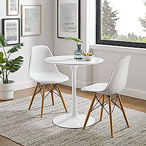 Modway Lippa 28" Mid-Century Modern Bar Table with Round Top and Pedestal Base in White