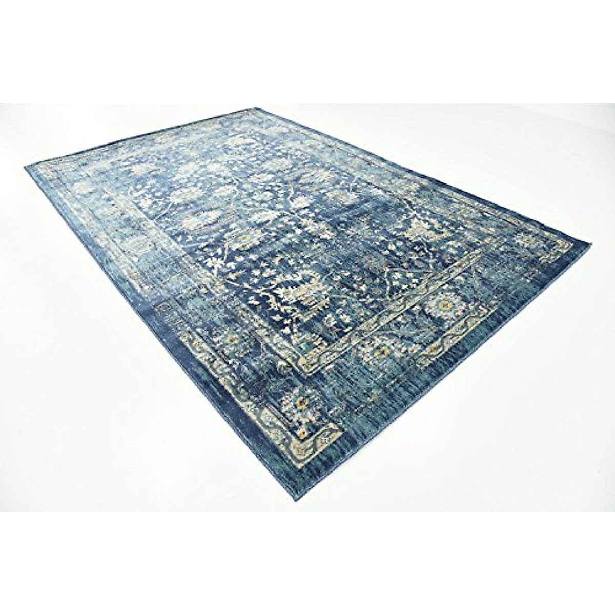 Unique Loom Oslo Collection Traditional Botanical Navy Blue Area Rug (6' x 9')