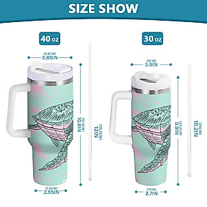 ODAWA 40 Oz Underwater Sea Turtle Insulated Cup with Lid and Straw, 2 in 1 Lid Insulated Stainless Steel Tumbler