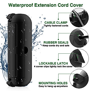 Flemoon [3 Pack] Outdoor Extension Cord Safety Cover with Waterproof Seal, Weatherproof Electrical Connection Box to Protect Outdoor Outlet, Plug, Socket, Christmas Holiday Decoration Light, Black