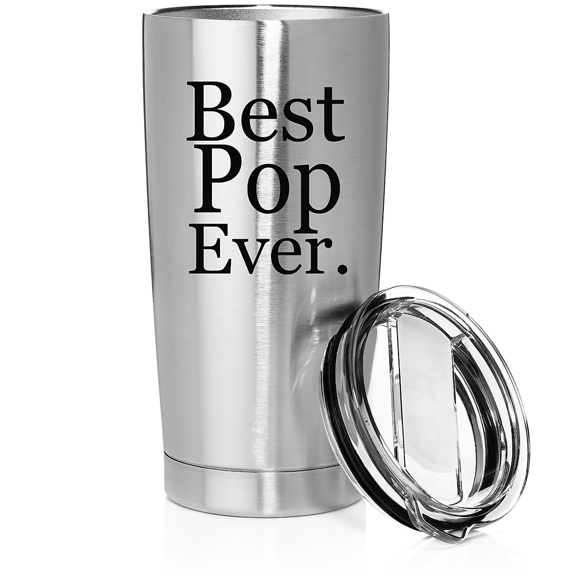 Smooth Body Tumbler Stainless Steel Vacuum Insulated Travel Mug Cup Gift Best Pop Ever (20 oz, Stainless Steel)