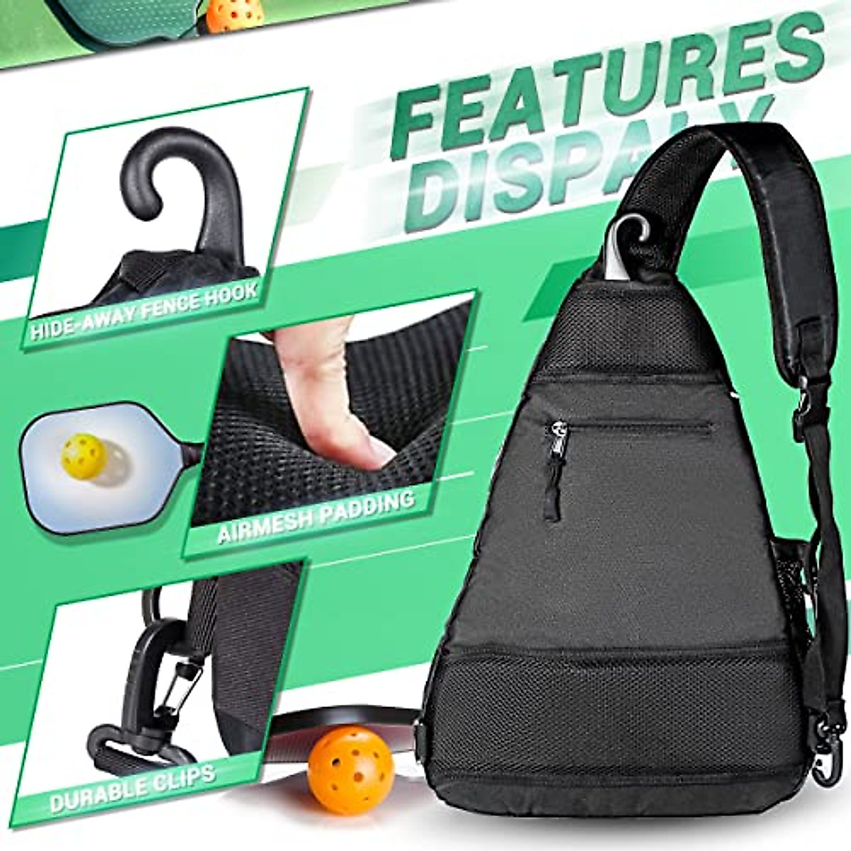 Himal Pickleball Bag- Adjustable Pickleball,Tennis,Racketball Sling Bag - Pickleball Backpack with Water Bottle Holder for Men and Women
