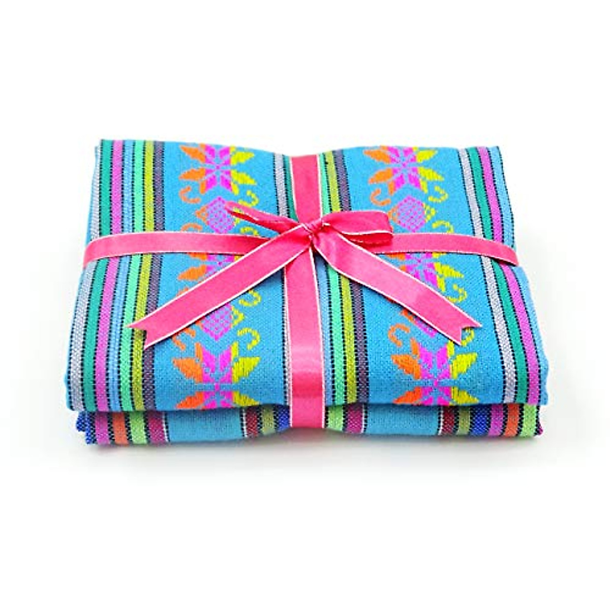 2 Yards Mexican Fabric by The Yard, Tribal Aztec Fabric, Mexican Embroidered Turquoise, Fiesta Decoration