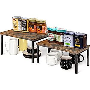 Simple Houseware Expandable Counter Shelf, Rustic Brown