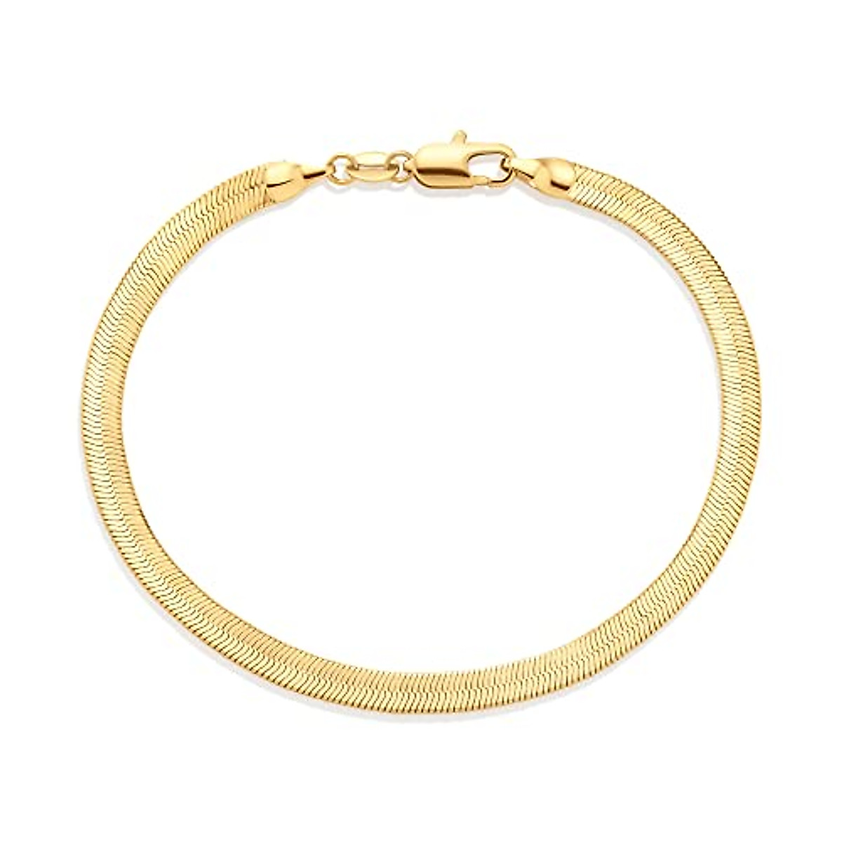Amazon Essentials 14K Gold Plated Double Herringbone Chain Bracelet 7.5", Yellow Gold