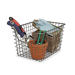 Spectrum Diversified Scoop Wire Basket, Vintage-Inspired Steel Storage Solution for Kitchen, Pantry, Closet, Bathroom, Craft Room & Garage, Small, Industrial Gray