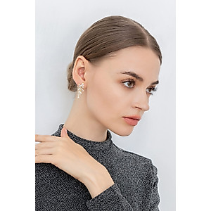 DIAMANTIO Wedding Earrings Elegant Dangle Drop CZ Marquise Cubic Zirconia AAAAA 18K Gold Plated Rhinestone Luxurious for Brides Bridal Wedding Women Precious Crystal (Gold)