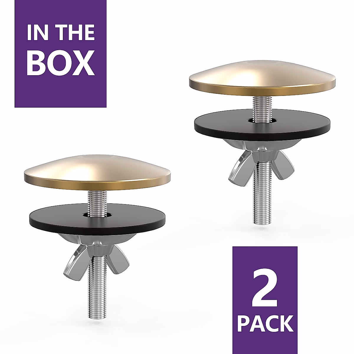 Mxclimate 2" Kitchen Sink Hole Cover,2 Pack Gold Faucet Hole Cover,Stainless Steel Kitchen Sink Basin Hole Tap Plug Stopper Cover for Leakage Prevention