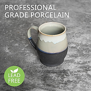 Bosmarlin Extra Large Ceramic Coffee Mug, 25 Oz, Dishwasher and Microwave Safe, Oversized Big Tea Cup for Office and Home, Reactive Glaze (Grey)