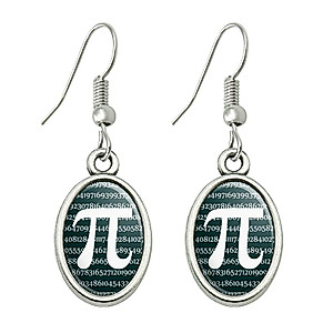 Pi Math Geek Nerd 3.14 Novelty Dangling Drop Oval Charm Earrings