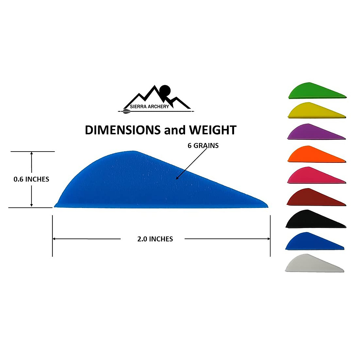 Sierra Archery - Arrow Vanes 2.0” | 50 Pack or 100 Pack | Multiple Colors Available | High Profile Design | Fletches for Hunting, 3D, Target Archery or Crossbows