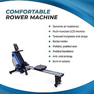 Stamina DT Plus Rowing Machine 1409 - Rower Machine with Smart Workout App - Rower Workout Machine with Dual Air and Magnetic Resistance - Up to 250 lbs Weight Capacity