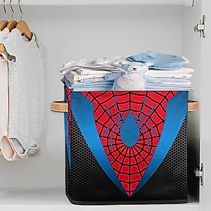 LLCXCSI Storage Cubes Red Spider Web Foldable Cube Organizer Baskets Bins 13"x 13" with Double Handles for Nursery, Kids Room, Closet Shelf Clothes Toys Storage